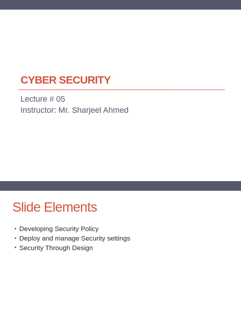Cyber Security - Lecture 5 | PDF | Security | Computer Security