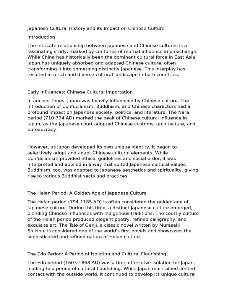 Japanese Culture and Its Imact On Chinese Culture | PDF | Japanese Art ...
