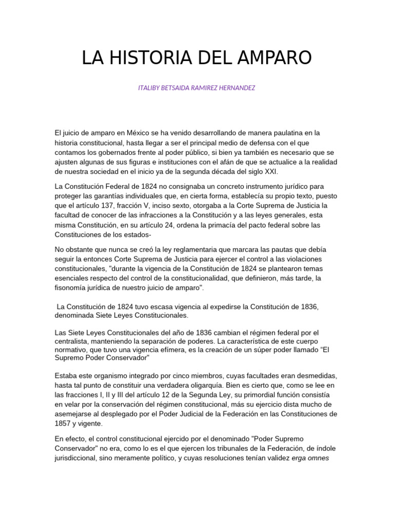 La Historia Del Amparo | PDF | Constitución | Derecho Constitucional