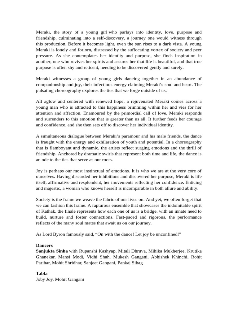 Meraki by Kumudini Lakhia | PDF