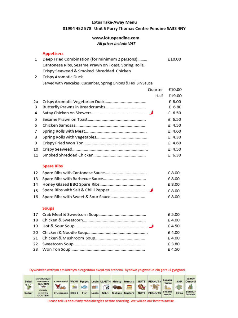Lotus Take-Away Menu March 2024 | PDF | Thai Cuisine | Cooking