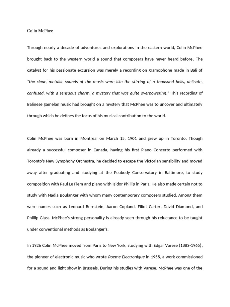 Colin McPhee | PDF | Cent (Music) | Musical Notation