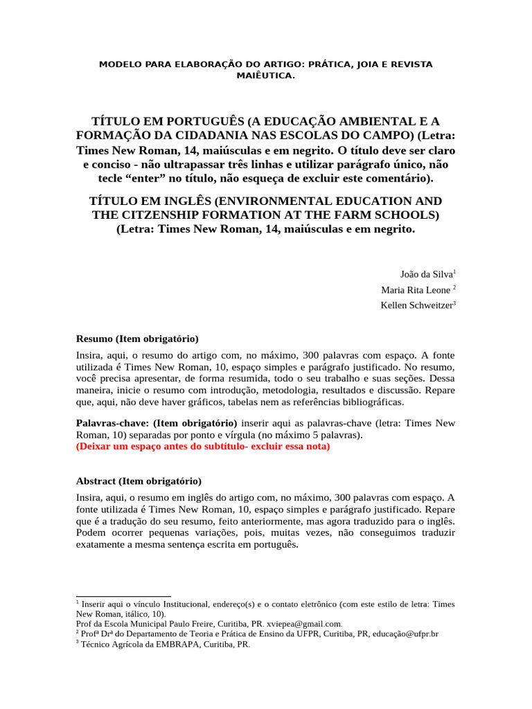 Modelo de Paper 1 | PDF | Abstract (resumo) | Estatísticas