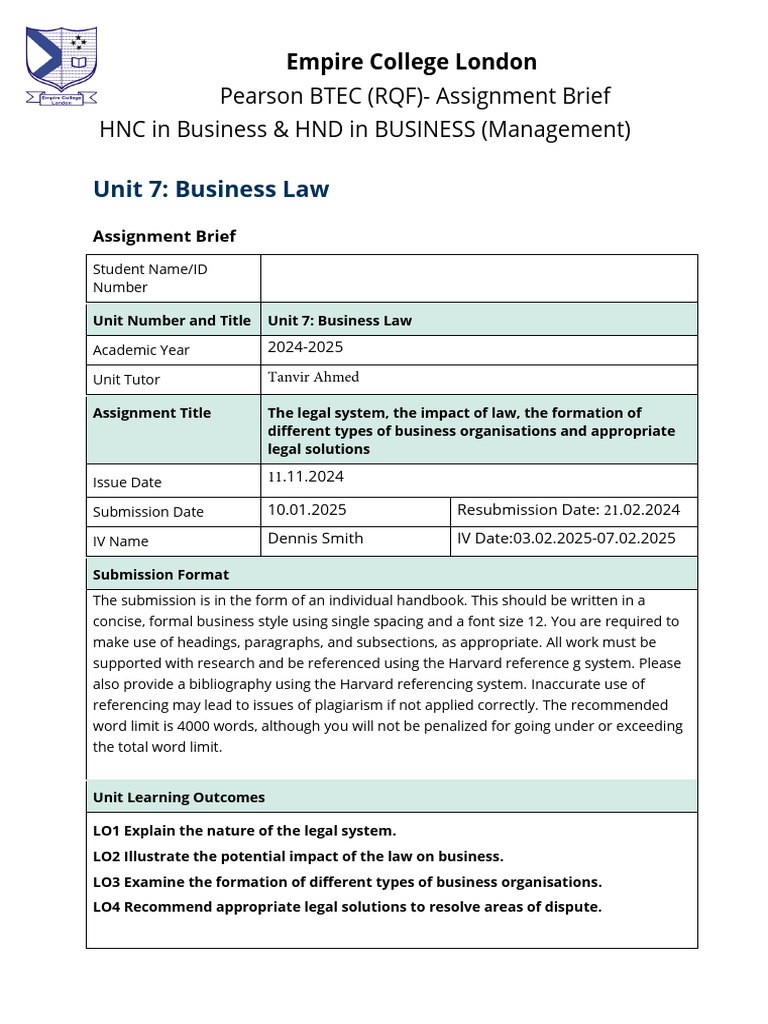 Unit%207%20Business%20Law | PDF | Plagiarism | Employment