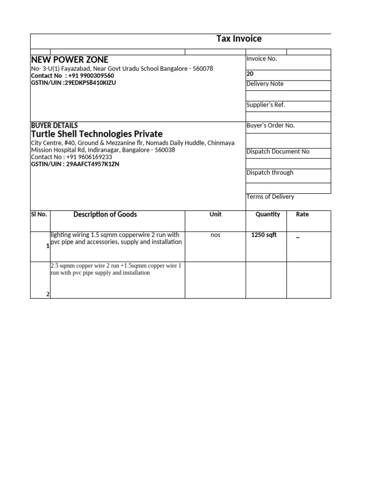 New Power Zone Tax Invoice | PDF | Electricity | Building Engineering