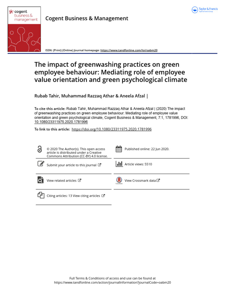 The impact of greenwashing practices on green employee behaviour ...