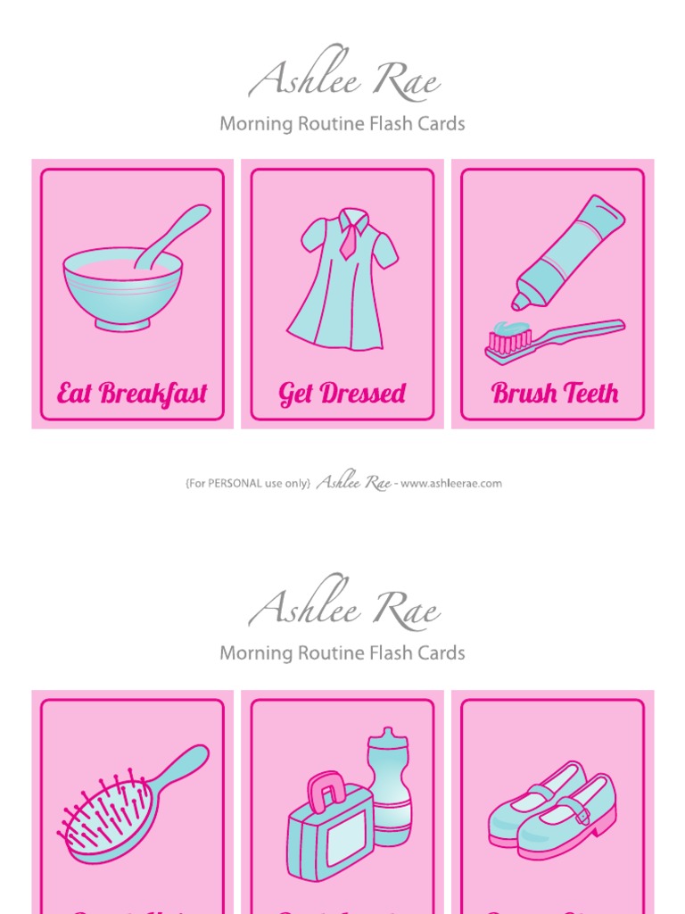 Morning Routine Flash Cards | PDF | Home & Garden