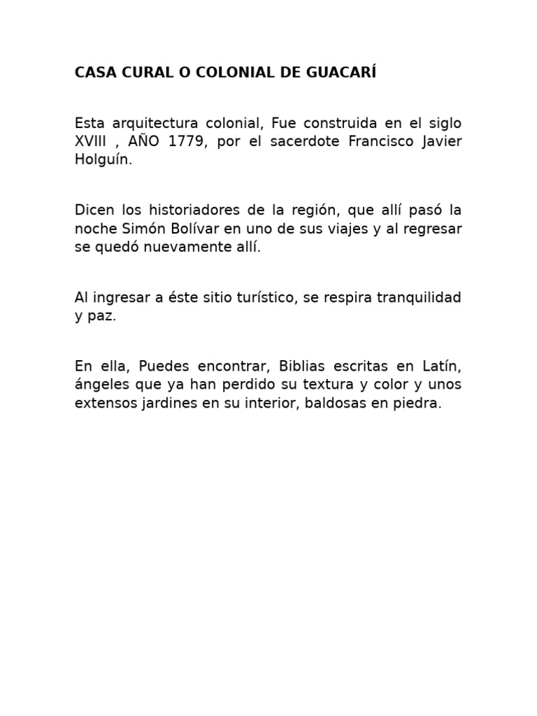 Casa Cural o Colonial de Guacarí | PDF