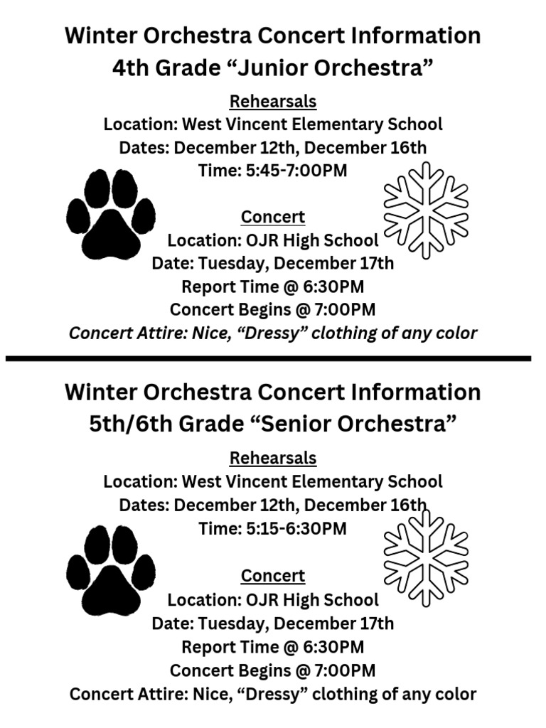 Winter Orchestra Concert Information | PDF