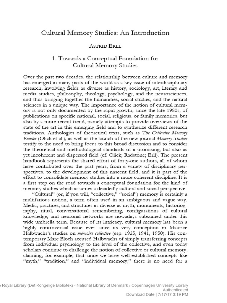 Astrid Erll | PDF | Memory | Concept