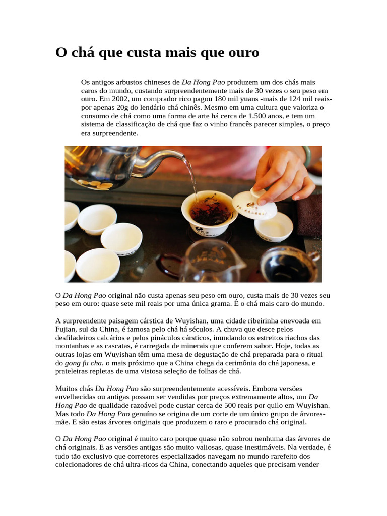 Da Hong Pao: O Chá Mais Caro do Mundo | PDF | Chá | China