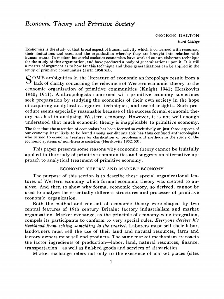 Economic Theory vs. Primitive Society | PDF | Market (Economics ...