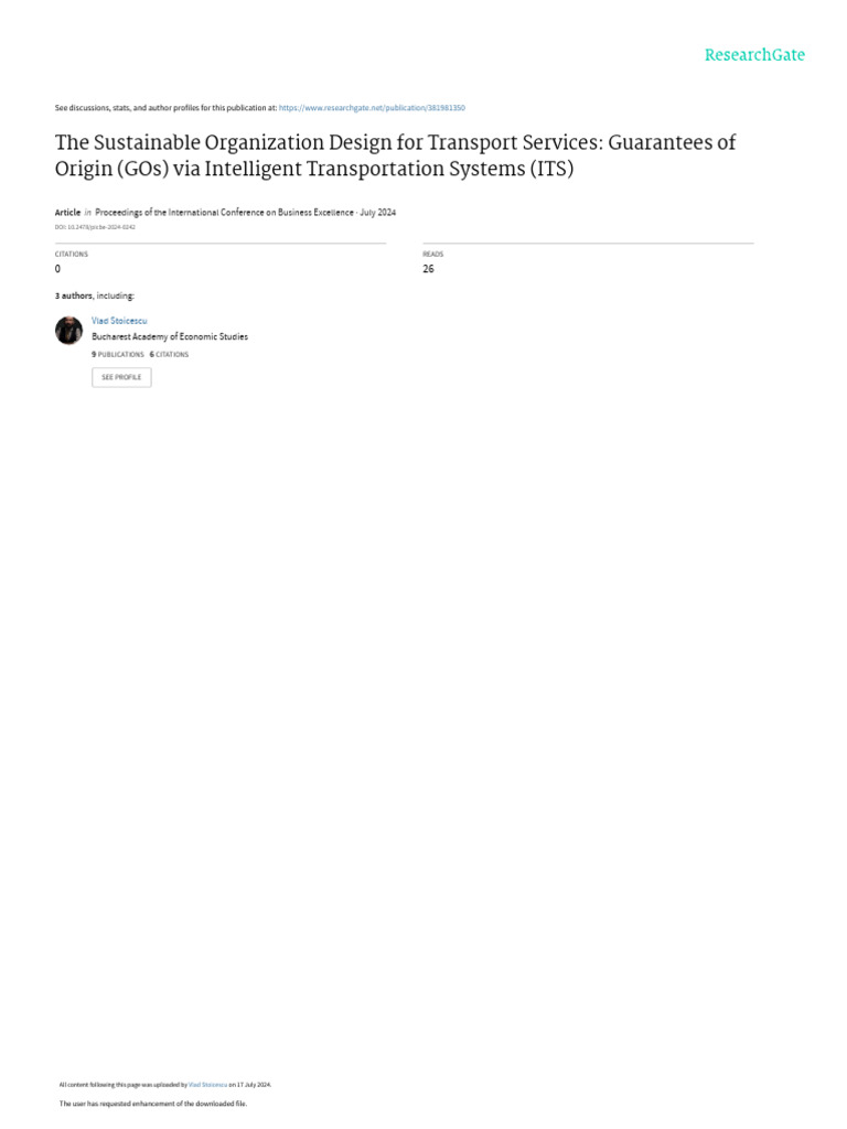 The Sustainable Organization Design For Transport Services Guarantees ...