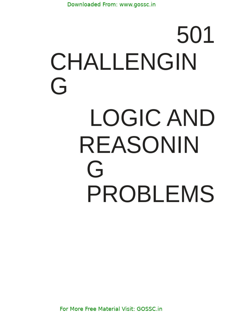 500 Reasoning Problems GOSSC - in | PDF | Reason | Critical Thinking