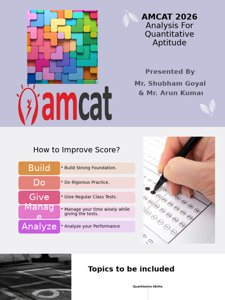 AMCAT 2026 Analysis for Quantitative Aptitude by Shubham[1] | PDF | Cognition