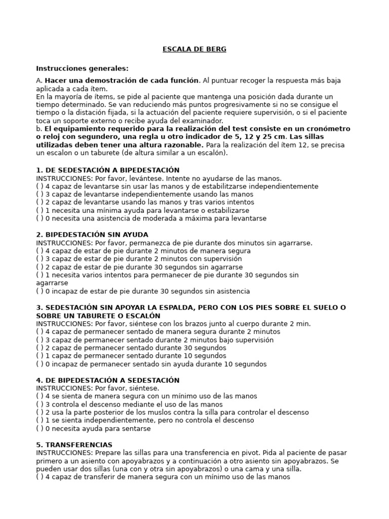 Escala de Berg. | PDF