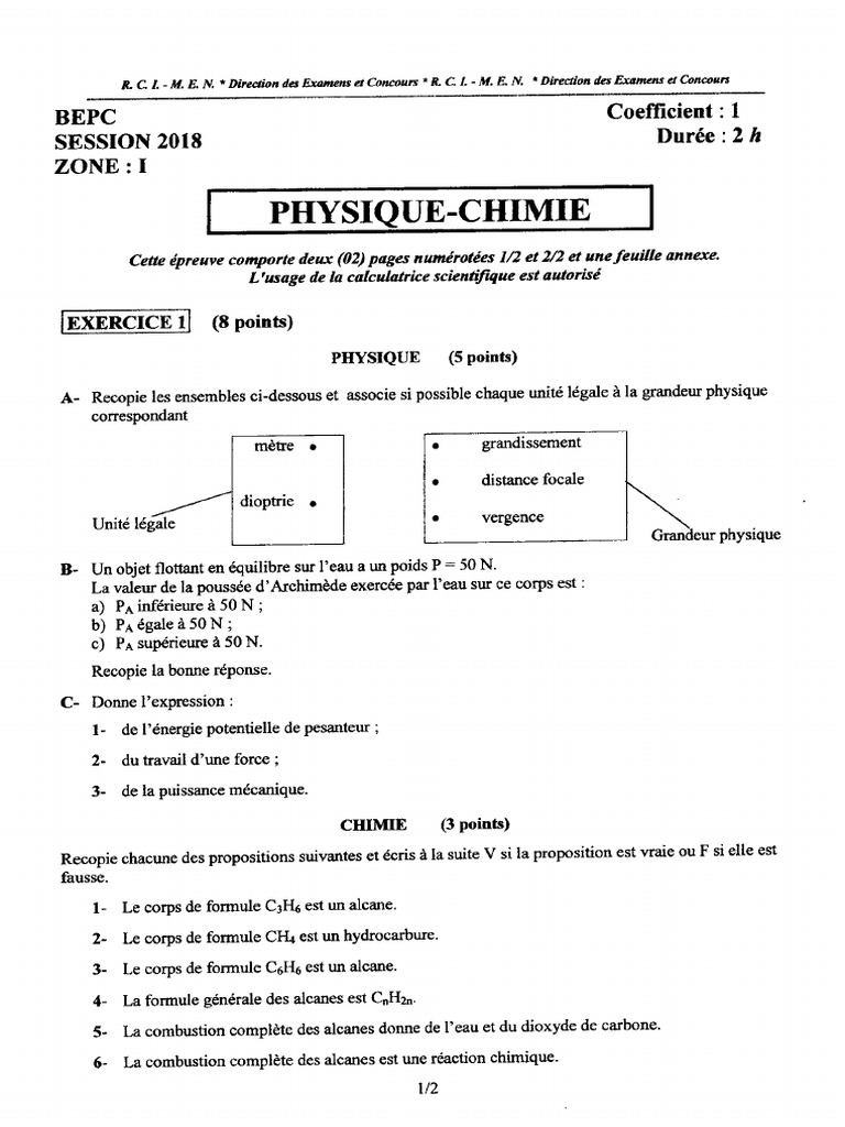 Bepc Z1 PC 2018 | PDF