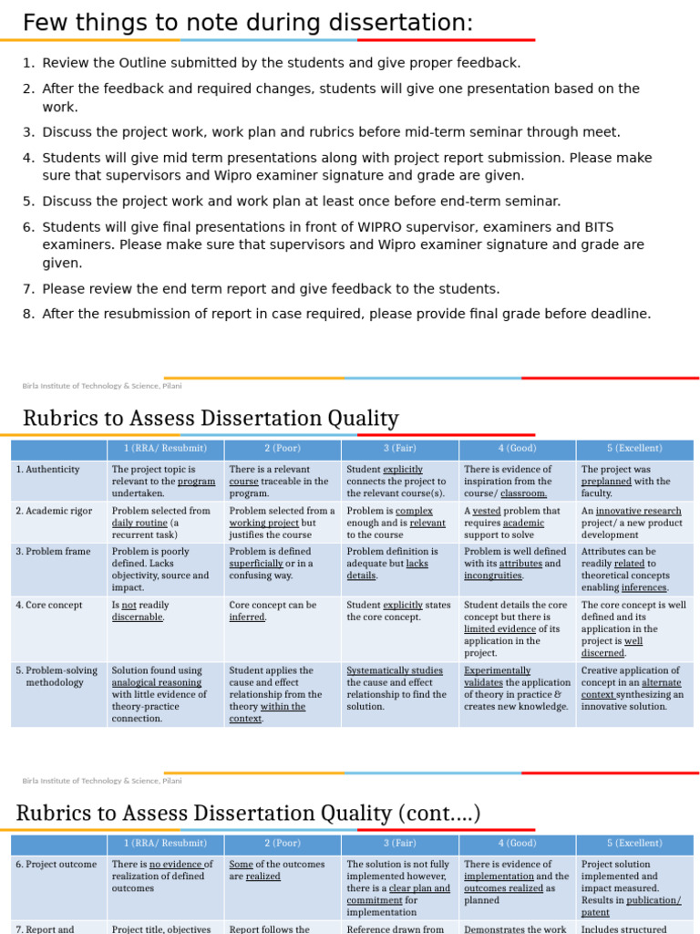 Rubrics To Assess Dissertation Quality | PDF | Concept | Thesis