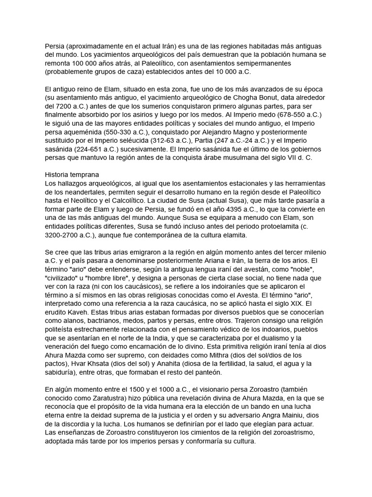 Historia antigua de Persia y su cultura | PDF