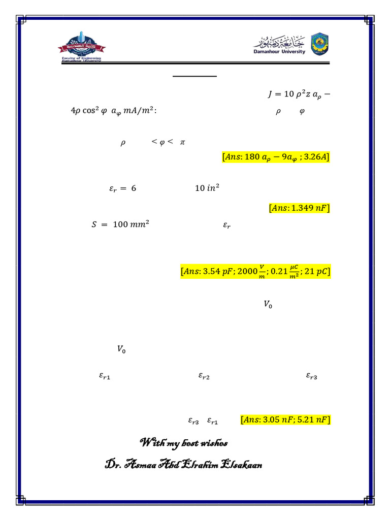 Sheet 8_ (Electromagnetic Fields) (2) | PDF