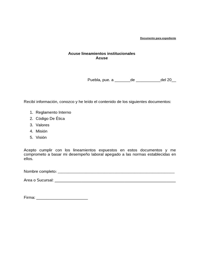 Acuse Reglamento y Codigo | PDF