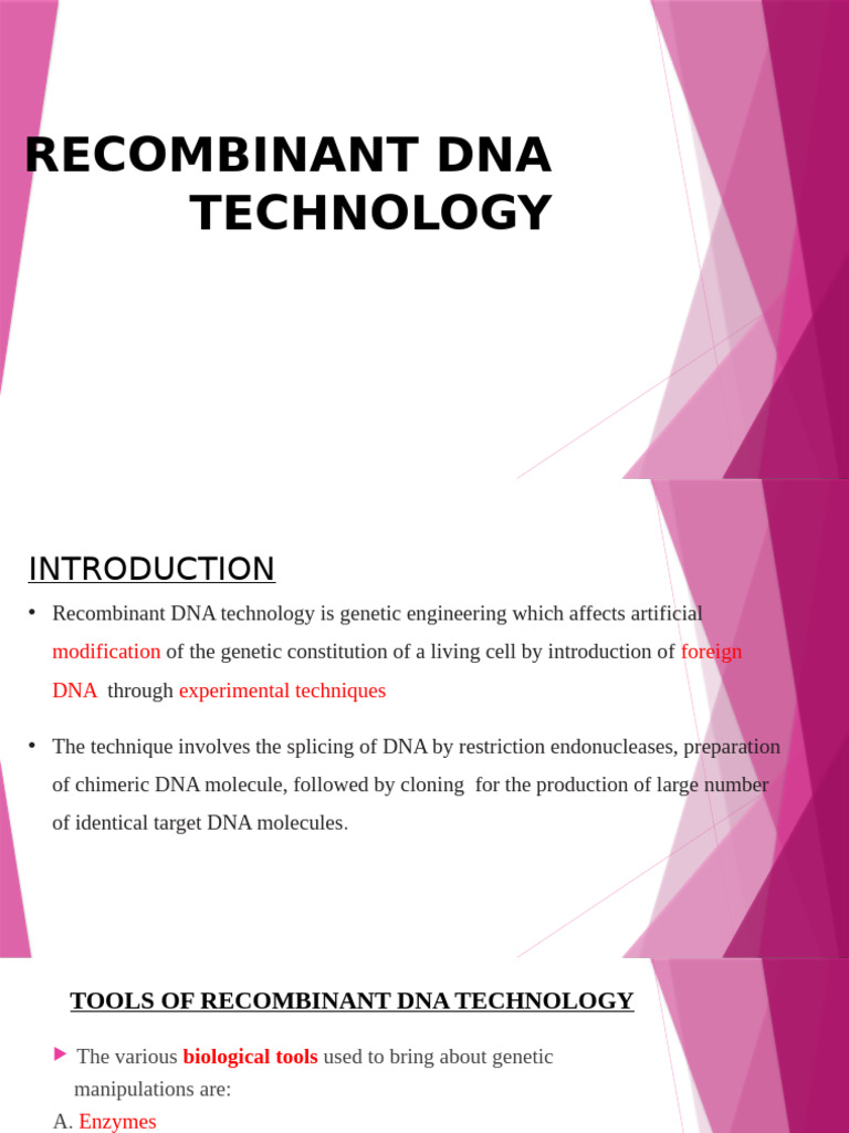 Recombinant DNA Technology Overview | PDF | Molecular Cloning ...
