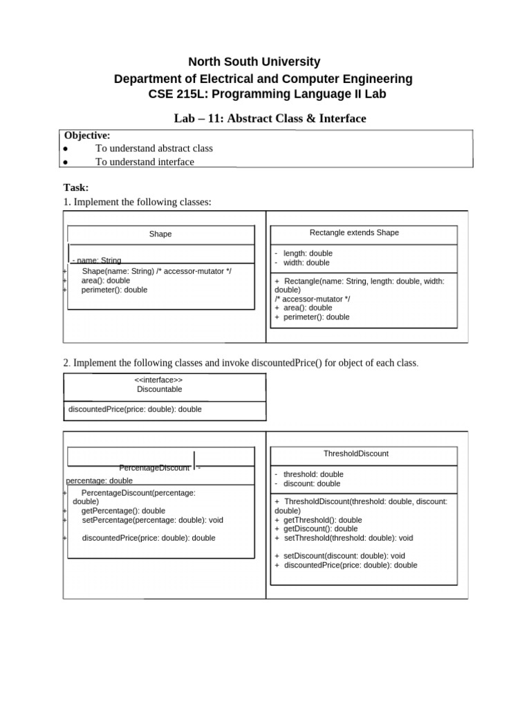 Abstract Class & Interface Lab Guide | PDF