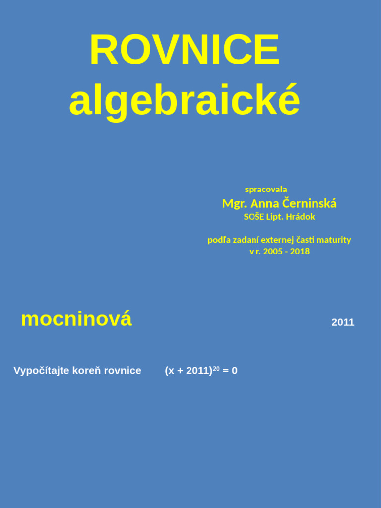 Rovnice I | PDF