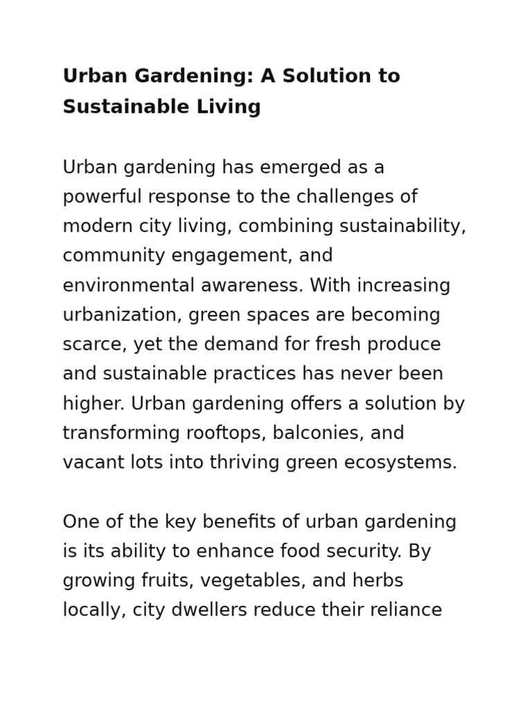 Urban Gardening | PDF