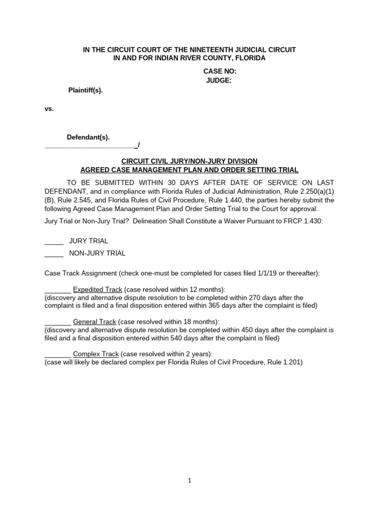 Agreed Case Managment Plan and Order With Edocket Form | PDF ...