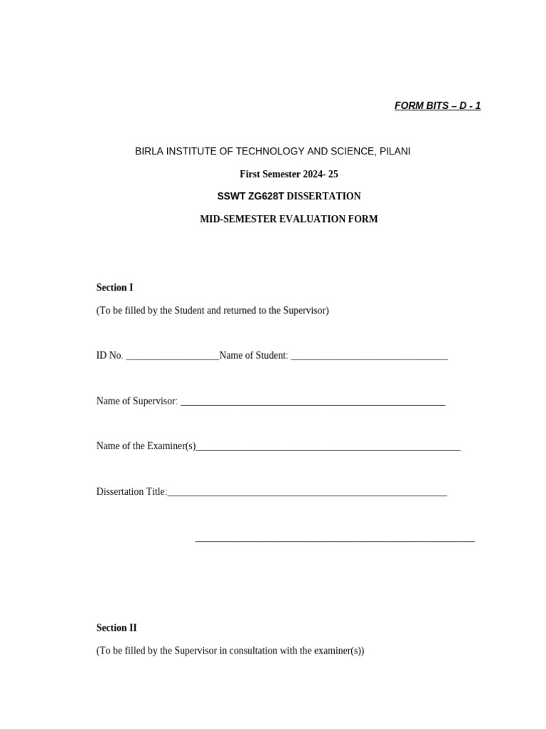 S1-24-25 - 2020 - Evalutation Form - Mid & Final - Dissertation | PDF | Thesis | Evaluation