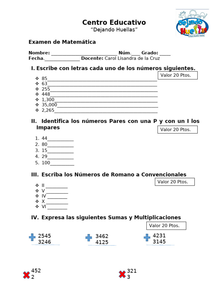 Examen de Matemática | PDF
