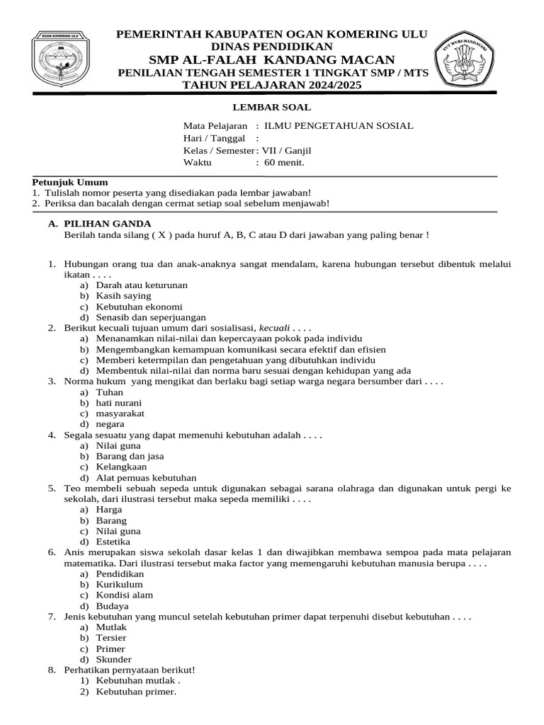 Soal IPS Kelas VII | PDF