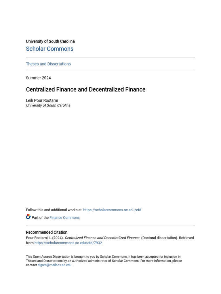 Centralized Finance and Decentralized Finance | PDF | Cost Of Living ...