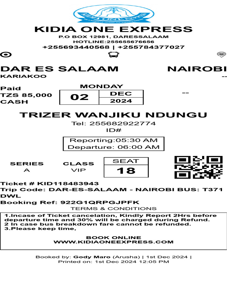 EBus Reservation System - Booking | PDF