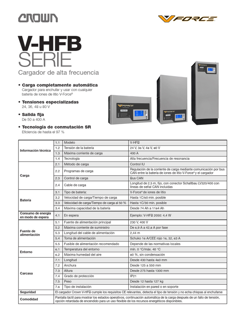 Cargador Bateria VHFB Especificaciones Es | PDF | Cargador de batería ...