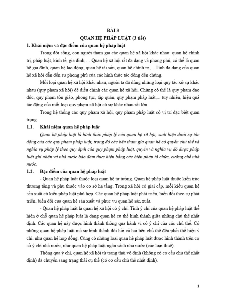 BÀI 3 - LLPL - Quanhệ PL | PDF