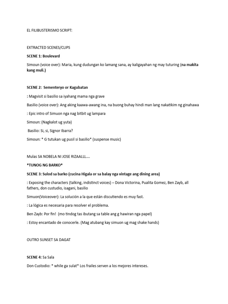 EL FILIBUSTERISMO SCRIPT | PDF