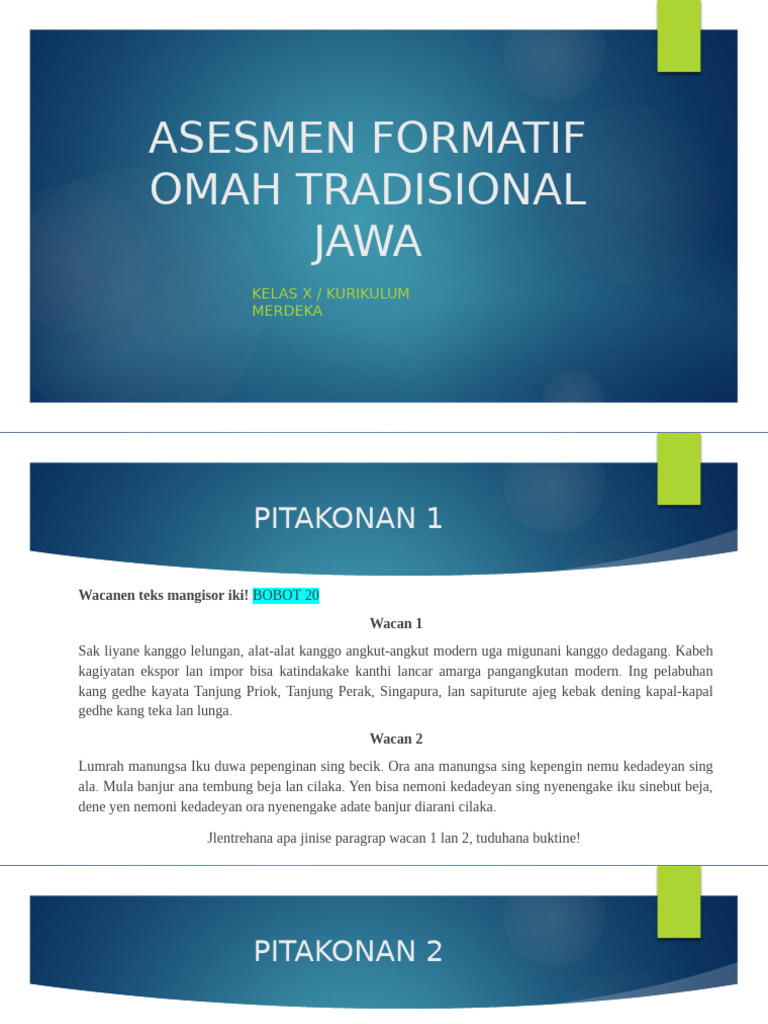 Soal Asesmen Formatif Omah Joglo | PDF