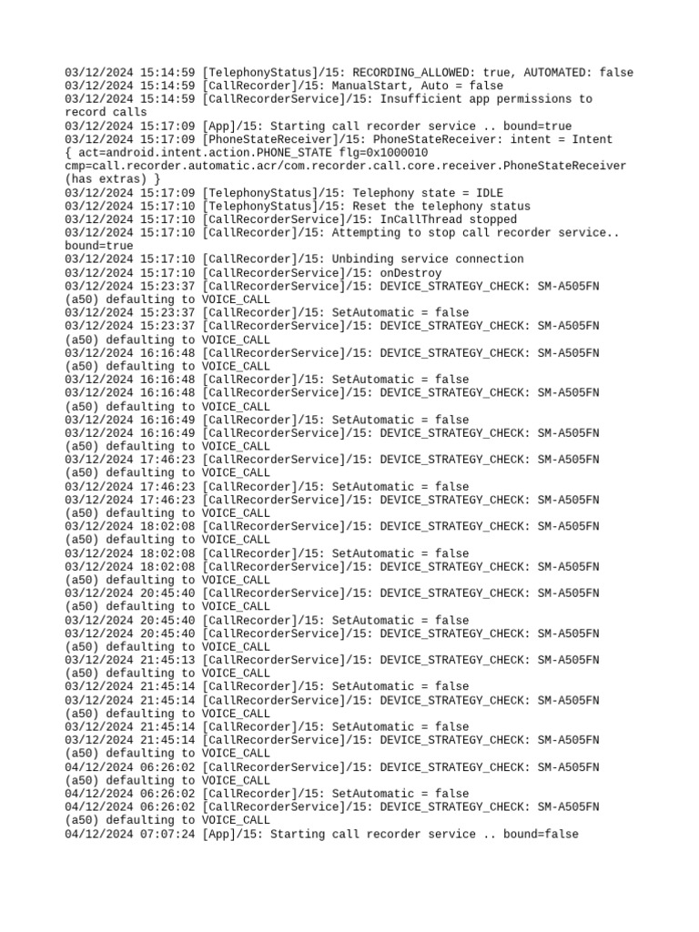 CallRecord Log | PDF | Information Appliances | Mobile Telecommunications User Equipment