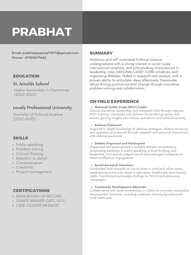 Grey and White Minimalist Professional Resume | PDF | Critical Thinking ...