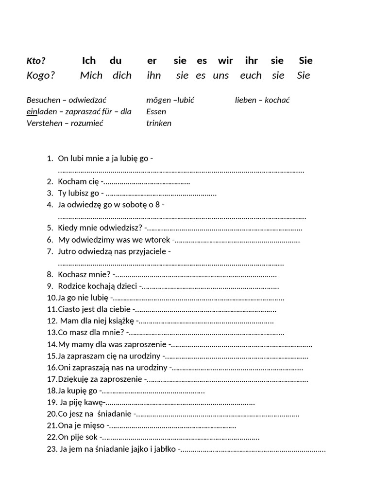 Zaimek Os - Akk | PDF