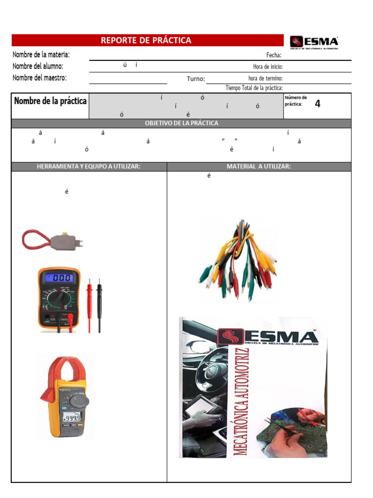 Ejemplo Reporte de Práctica | PDF | Fusible (Eléctrico) | voltaje
