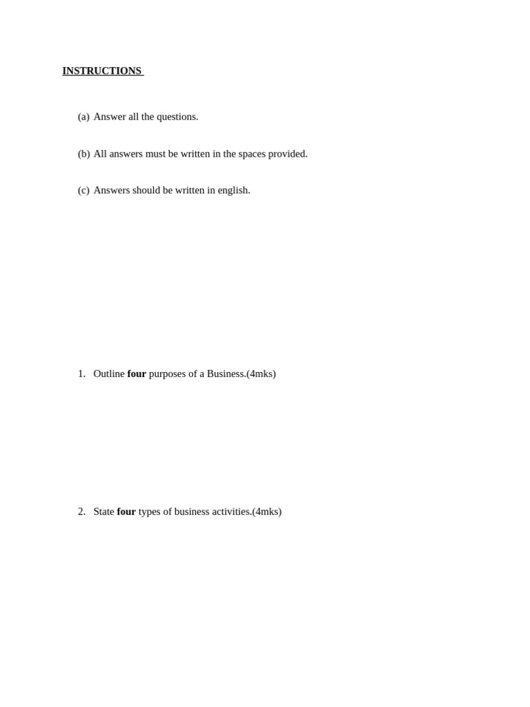Business Form 1 1 | PDF | Entrepreneurship | Business Economics