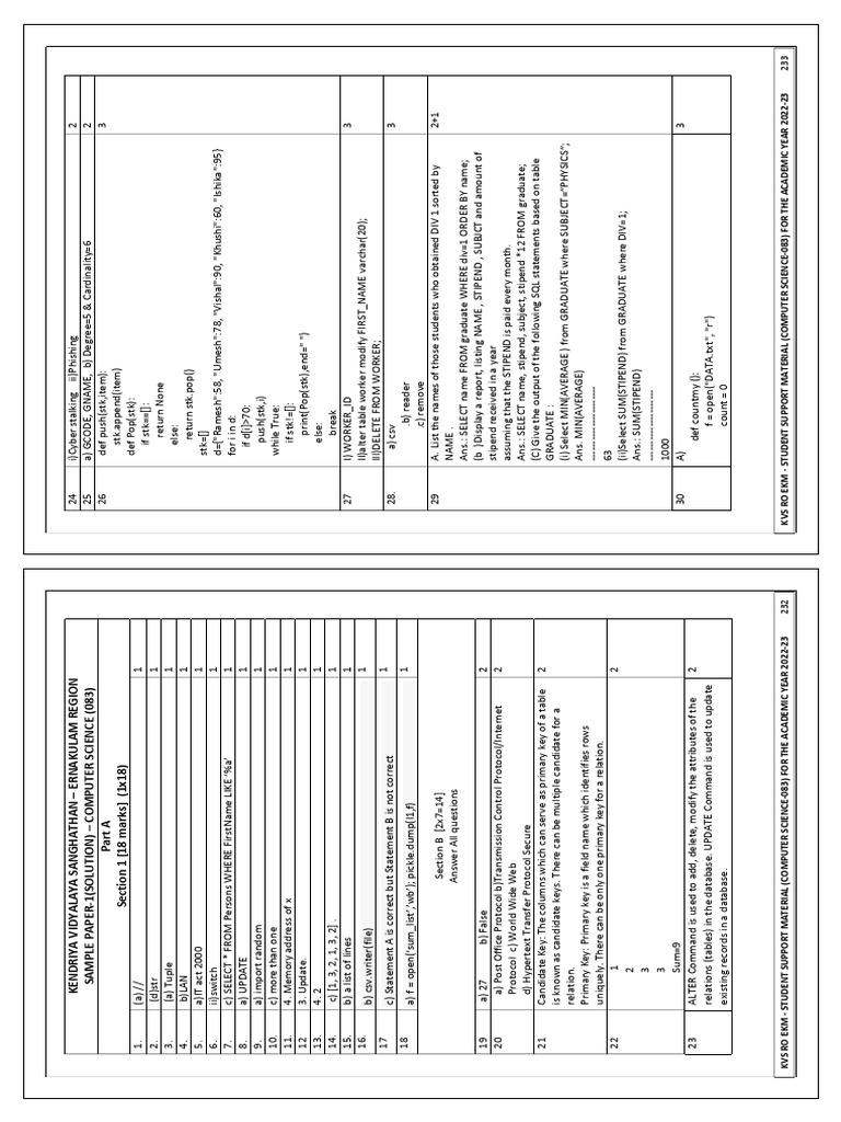 12 CS Ernakulam-Sample Question Papers-22-23-1-Ans | PDF | Information ...