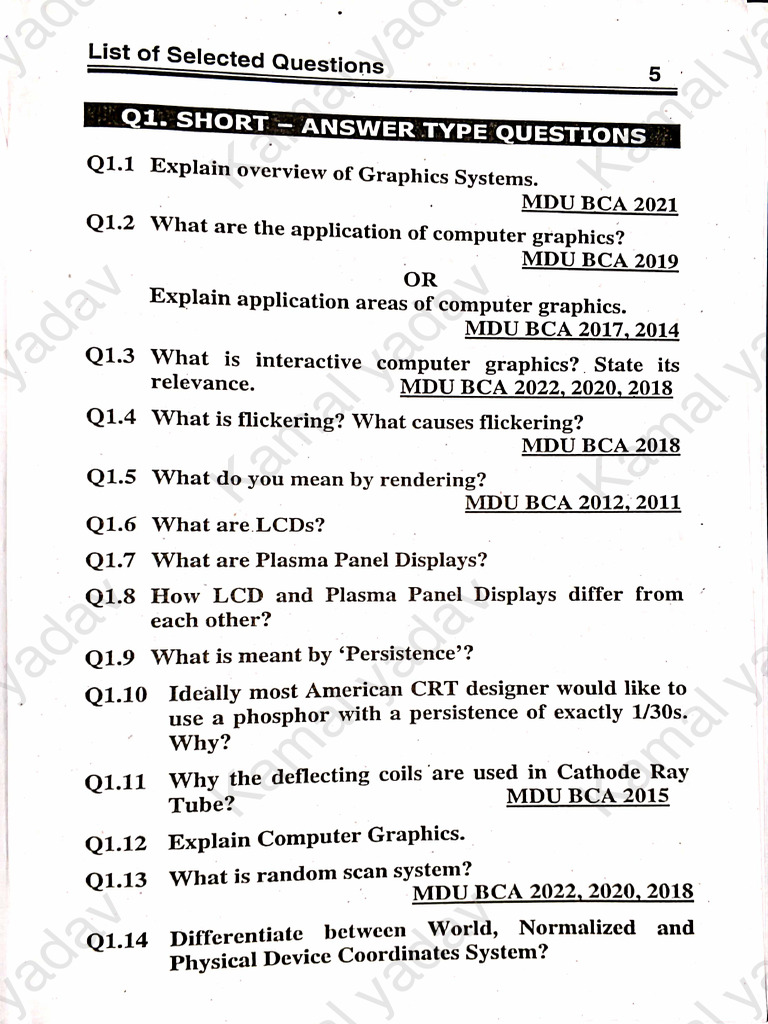 Computer Graphics PDF Notes | PDF