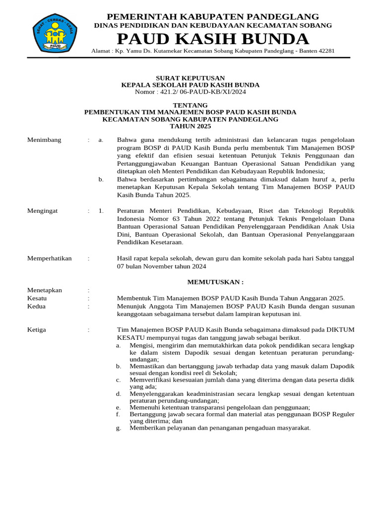 SK Tim Bosp 2025 KB | PDF