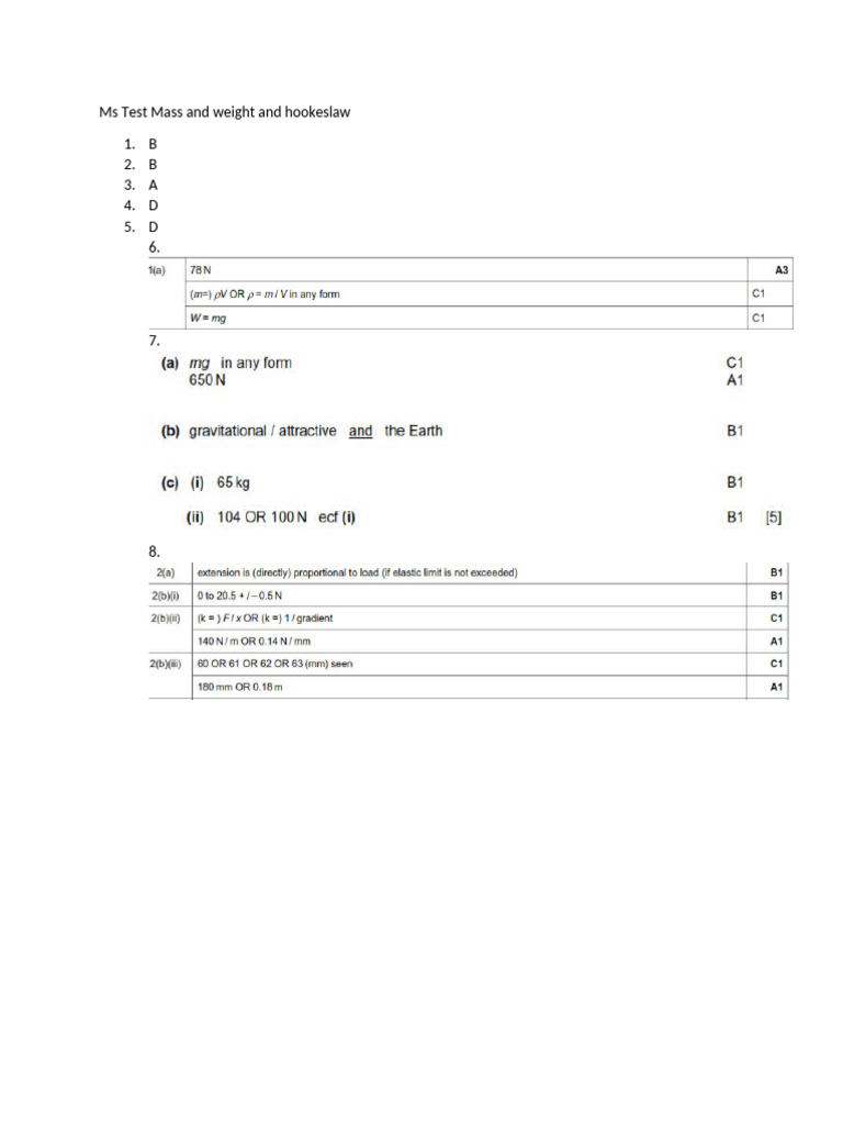 1.3 Mass and Weight Ms 2023-24 | PDF