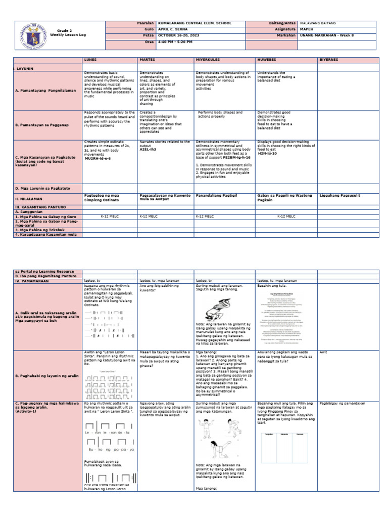 Week8-Dll-Mapeh 2 | PDF
