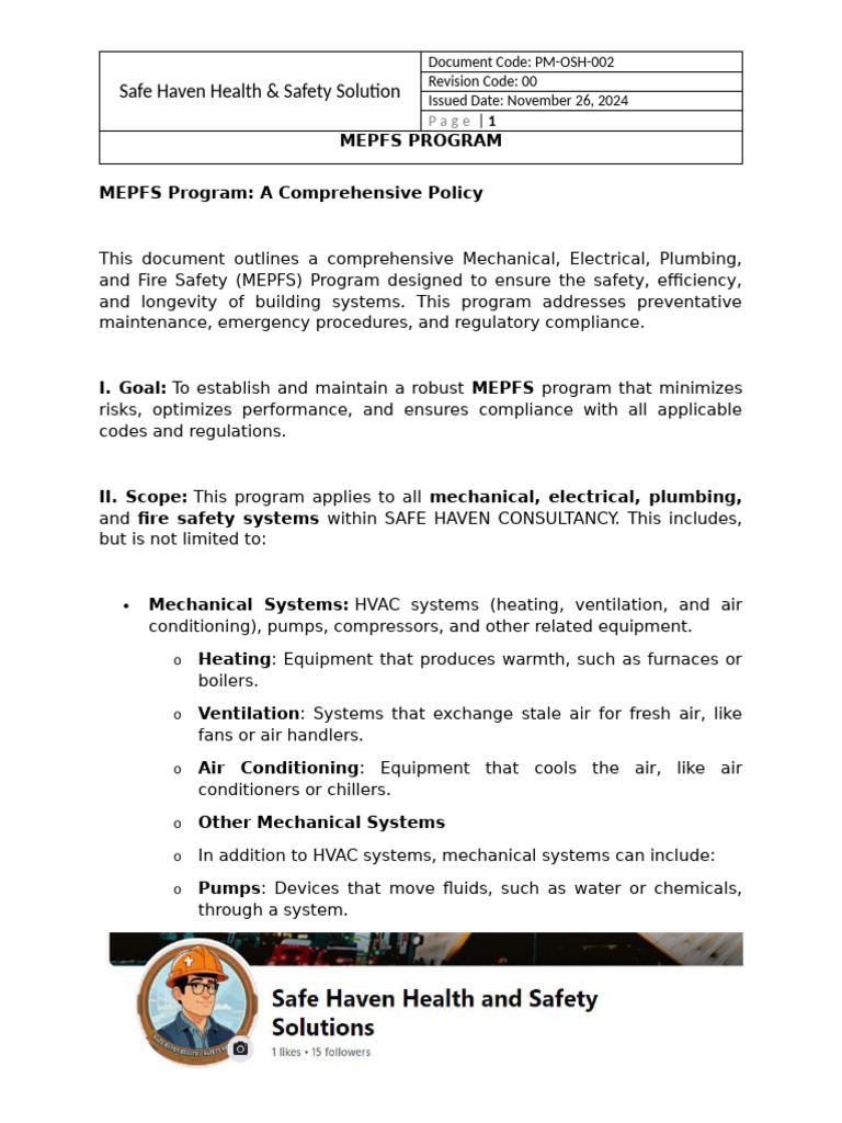 MEPFS Program | PDF | Regulatory Compliance | Plumbing